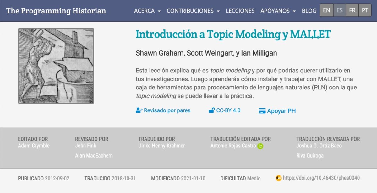 Spanischsprachiges Tutorial zu Topic Modeling und MALLET – Romanistik-Blog